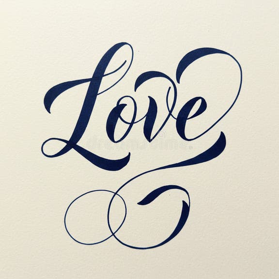 Elegant Cursive Script Spells the Word "Love" in Dark Ink on a Light Background. the Stock ...