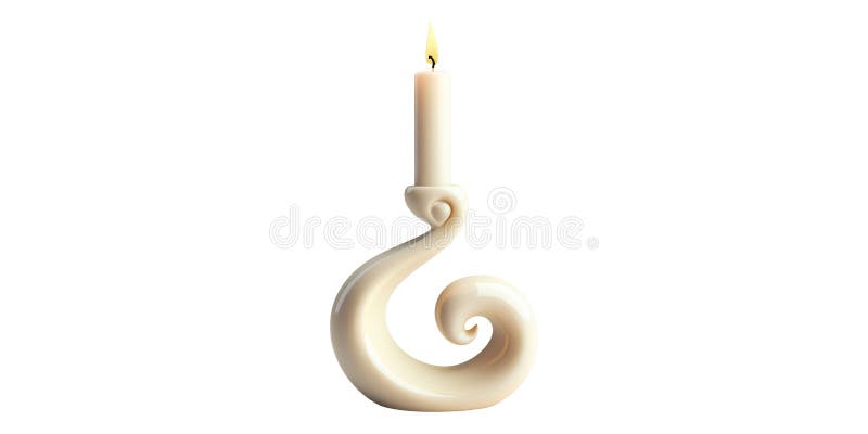 Elegant Curved Candle Holder with Lit Candle Isolated on Transparent ...