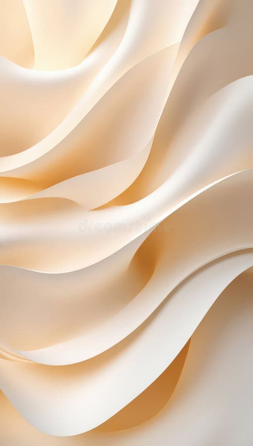 Elegant 3D Beige and Cream Paper Wave Abstract Background with Soft ...