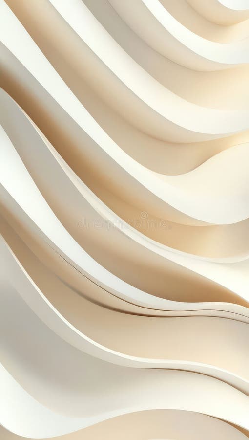 Elegant 3D Beige and Cream Paper Wave Abstract Background with Soft ...