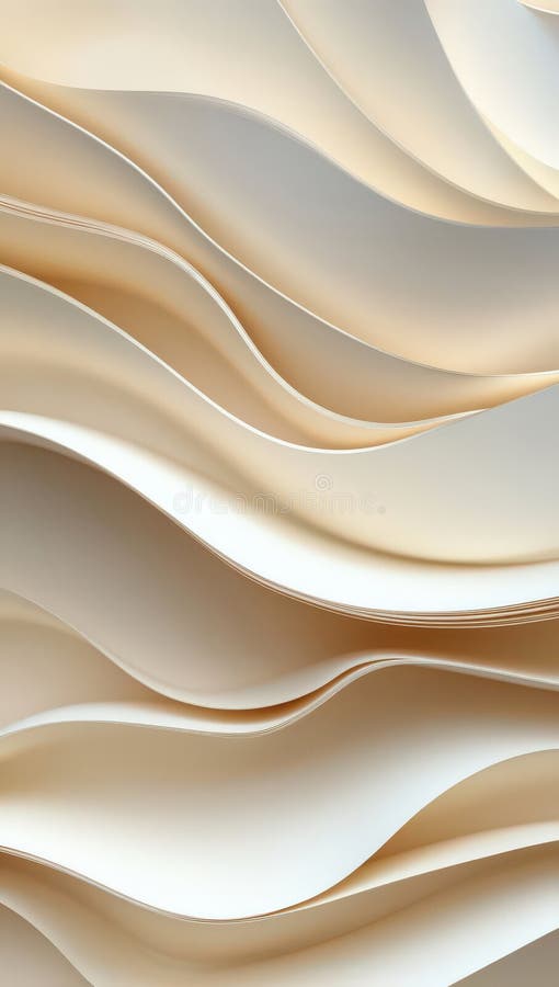 Elegant 3D Beige and Cream Paper Wave Abstract Background with Soft ...
