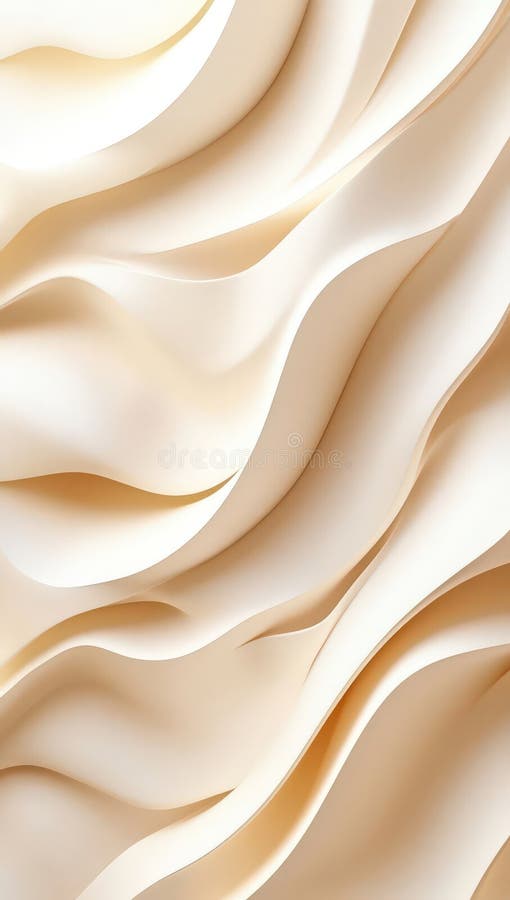 Elegant 3D Beige and Cream Paper Wave Abstract Background with Soft ...