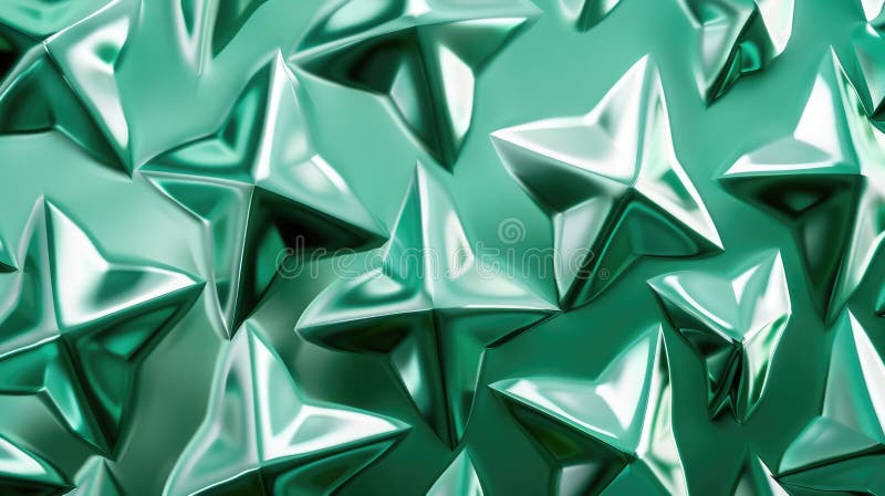 Elegant 3D Design with Star Shapes and Soft Emerald and Platinum ...