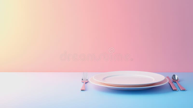 Elegant 3D Dinner Setting with Smooth Gradient Background, Featuring ...