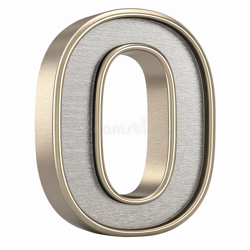 Elegant 3D Gold Number Zero with Silver Texture on Transparent ...