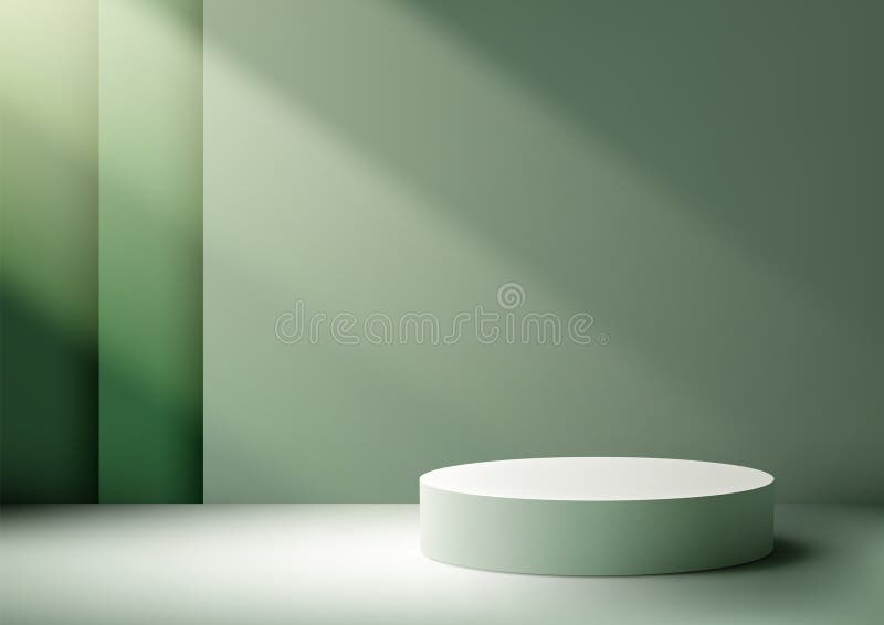 Elegant 3D Green Podium with Lighting on Green Background Stock Vector ...