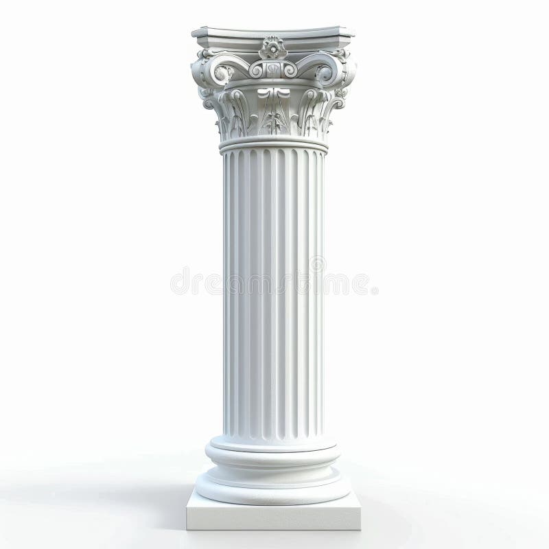 Elegant 3D Minimal Element Classic White Column with Intricate Details ...