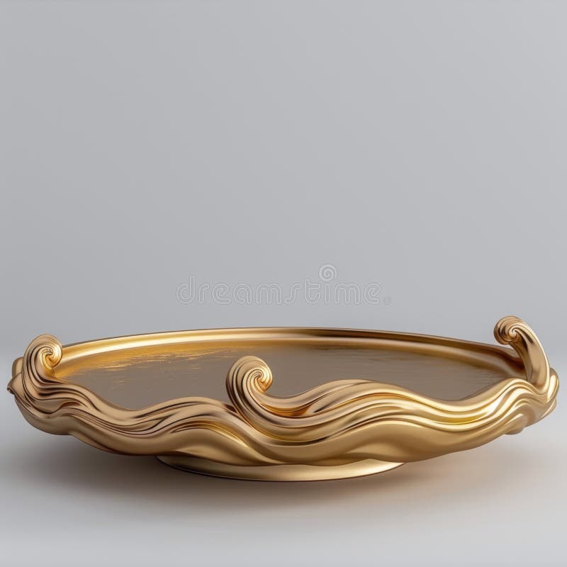 Elegant 3D Minimal Element with Gold Swirls Modern Decorative Design ...