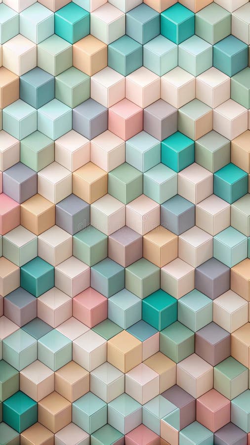 Elegant 3D Pastel Isometric Cube Pattern Creating a Seamless Wallpaper ...