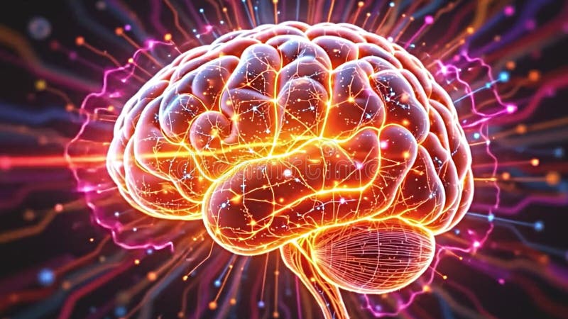 Elegant 3d X-ray Style Image of a Human Brain, in Continuous Rotation ...