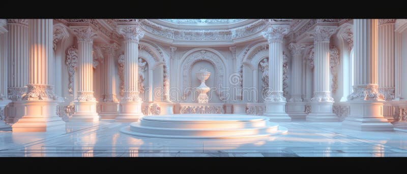 Elegant 3D Rendered Interior Showcasing Classical Architecture with ...