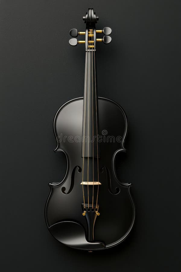 Elegant 3D Rendering of a Black Violin on a Dark Background Stock ...