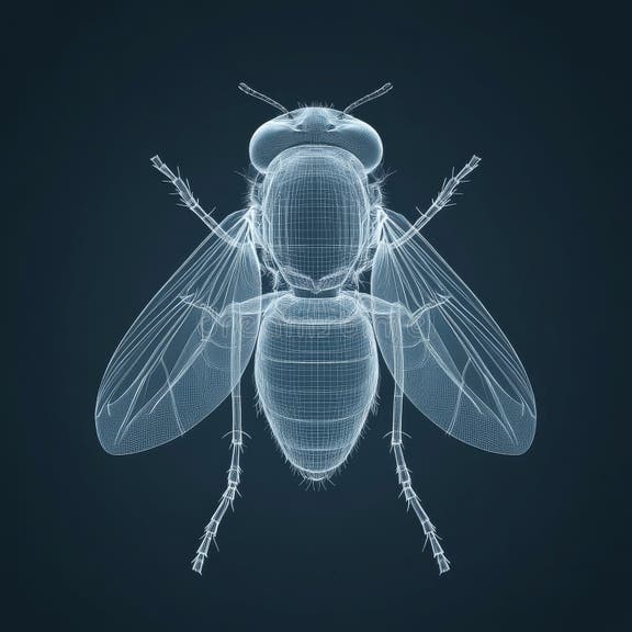An Elegant 3D Rendering of a Fly Insect in a Side View with Translucent ...