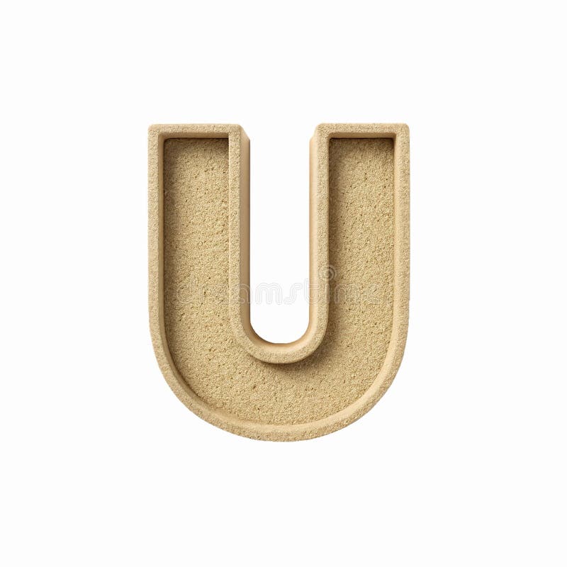 Elegant 3D Sand Textured Letter U Design on Transparent Background for ...