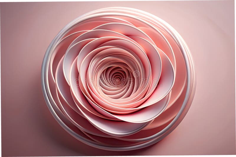 Minimalist 3D Swirl Structure with Transparent Rose Flow Stock ...