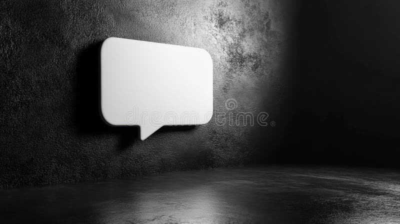 Elegant 3D White Rectangular Speech Bubble on a Textured Black ...
