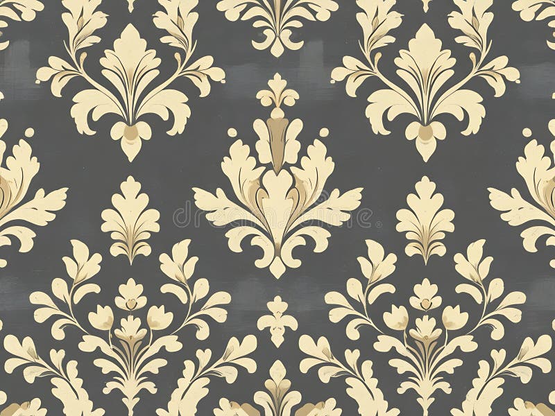 Elegant Damask Pattern Beige Gold on Dark Grey Background Stock Illustration - Illustration of ...