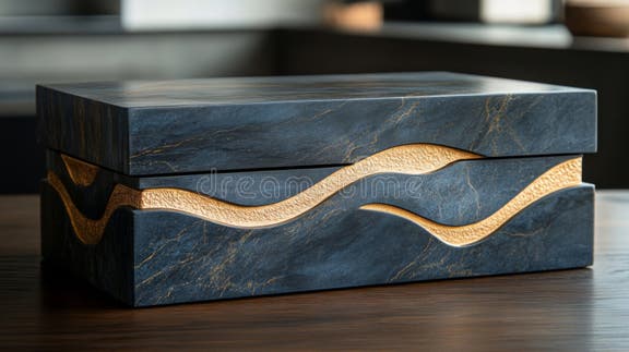 Elegant Dark Blue Box with Gold Wave Design Stock Illustration ...