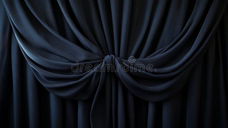 Elegant Dark Blue Curtain with Artistic Draping, Fabric Texture Concept ...