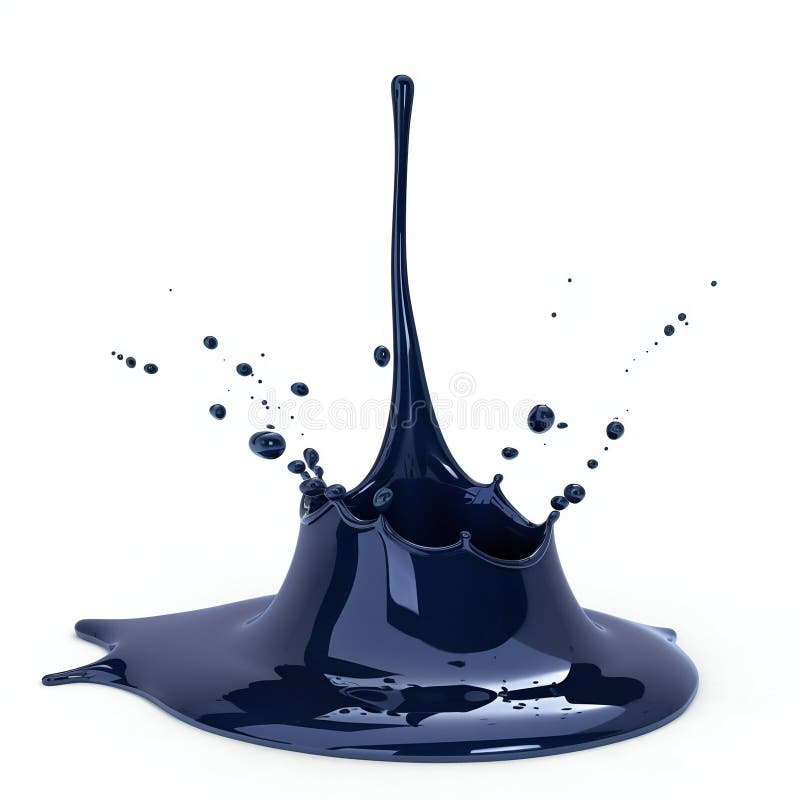 Elegant Dark Blue Paint Dripping on White Surface. Generative Ai Stock ...