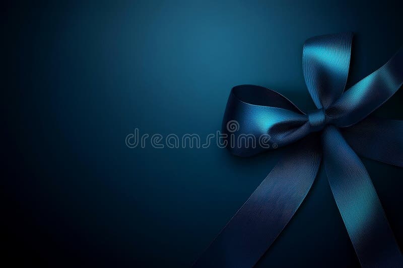 Elegant Dark Blue Ribbon Bow on Background, Gift , Celebration Stock ...