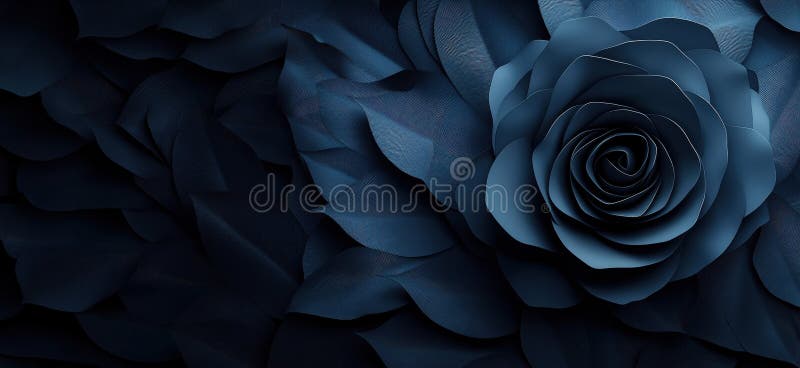 Elegant Dark Blue Rose with Textured Petals on a Matching Background ...