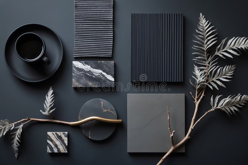 Elegant Dark Design Elements Featuring Coffee Cup Natural Textures and ...
