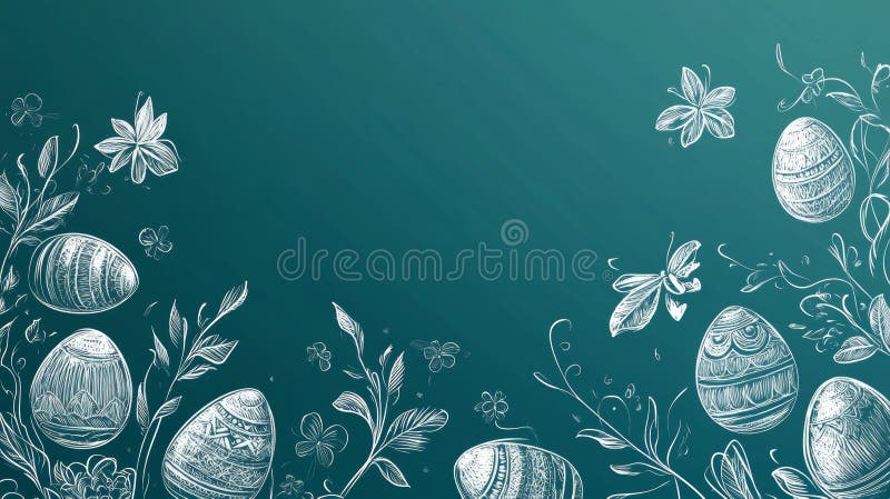 Elegant Dark Easter Design Featuring Hand-drawn Eggs and Floral ...