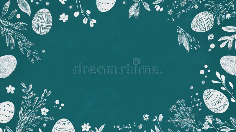 Dark Easter Design Featuring Hand-drawn Eggs and Floral Elements in an ...