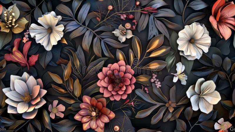 Elegant Dark Floral Design with Assorted Blooms Stock Photo - Image of ...