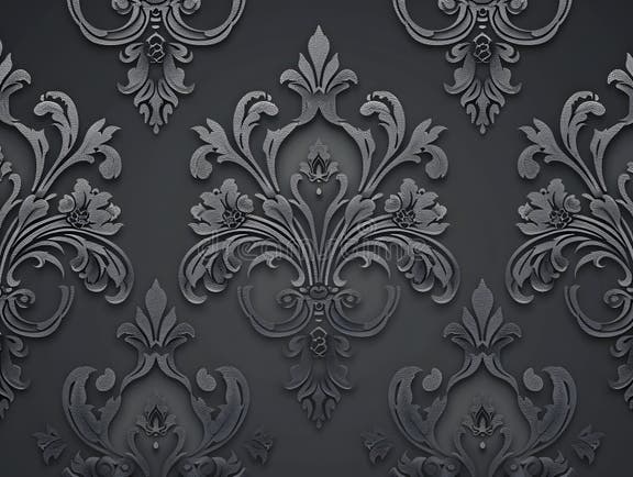 Elegant Dark Grey Damask Pattern Background Stock Illustration ...