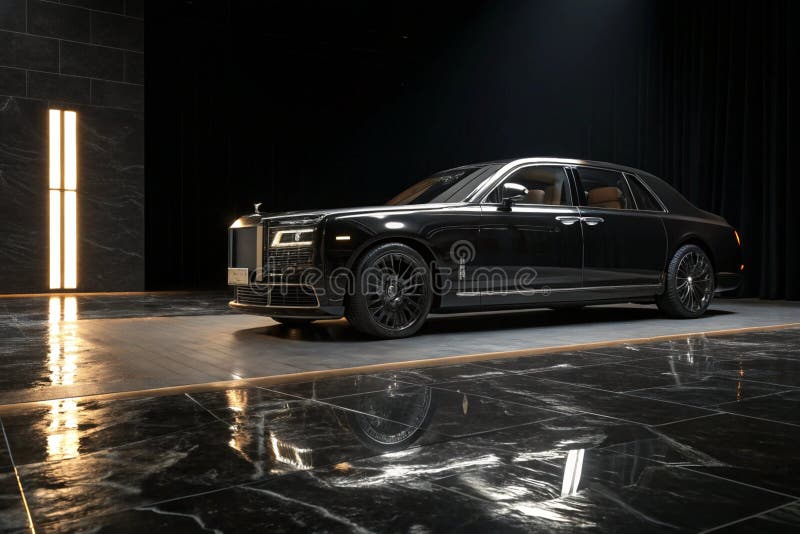 Elegant Dark Interior with Light and Reflections Stock Illustration ...