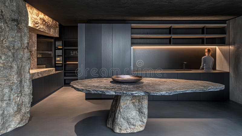 Wall Shadow Kitchen Floor Concrete Table Modern Decor Stock Photos ...
