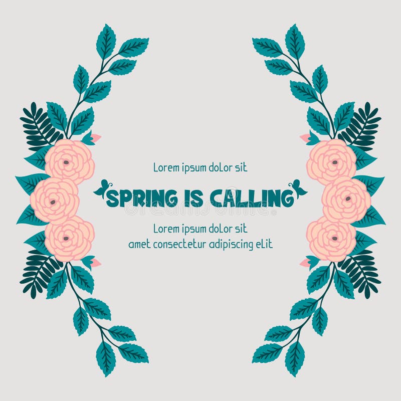 Elegant Decoration of Spring Calling Invitation Card, with Unique Leaf ...