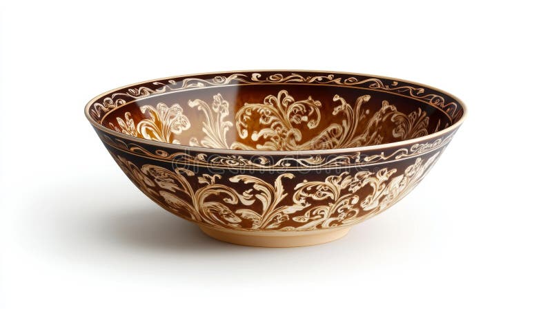 Elegant Decorative Bowl with Intricate Patterns on a White Background a ...