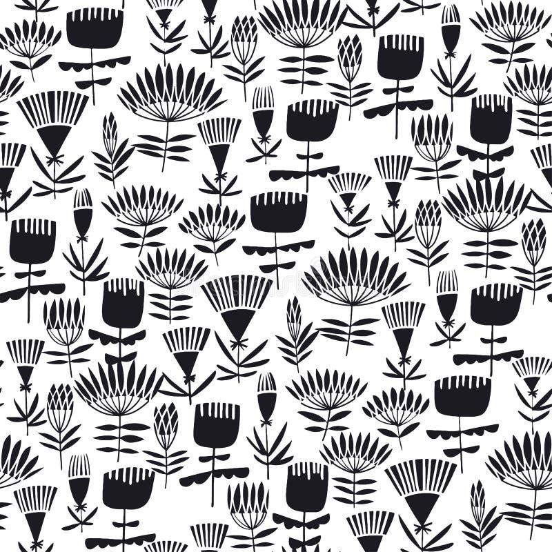 Seamless Floral Pattern Bw Stock Illustrations – 462 Seamless Floral ...