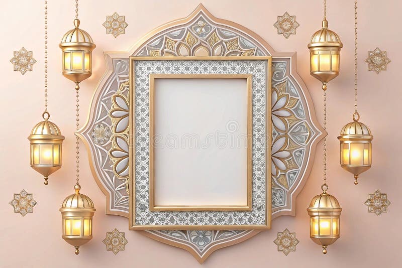 Elegant, Decorative Frame with Hanging Lanterns Stock Photo - Image of ...