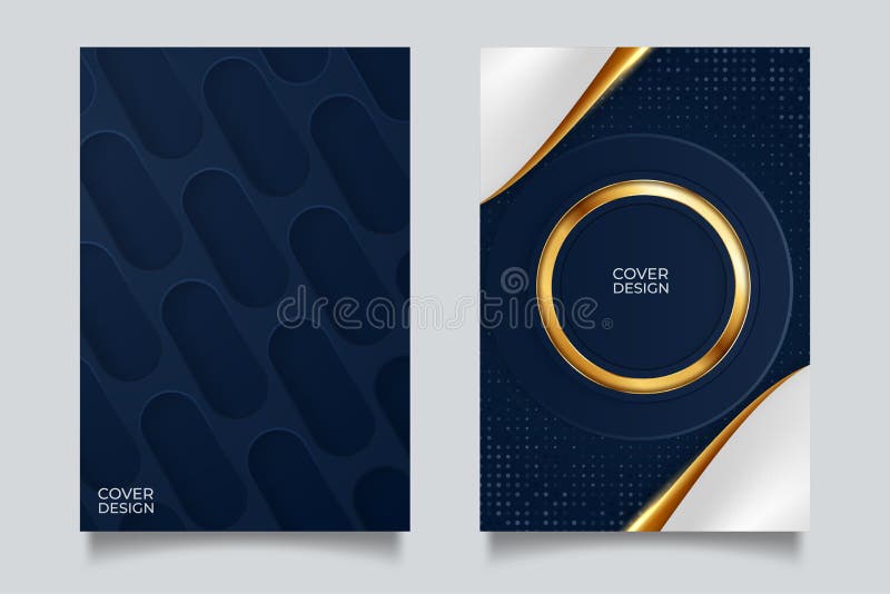 Elegant Deep Blue Color Covers Set Stock Vector - Illustration of ...