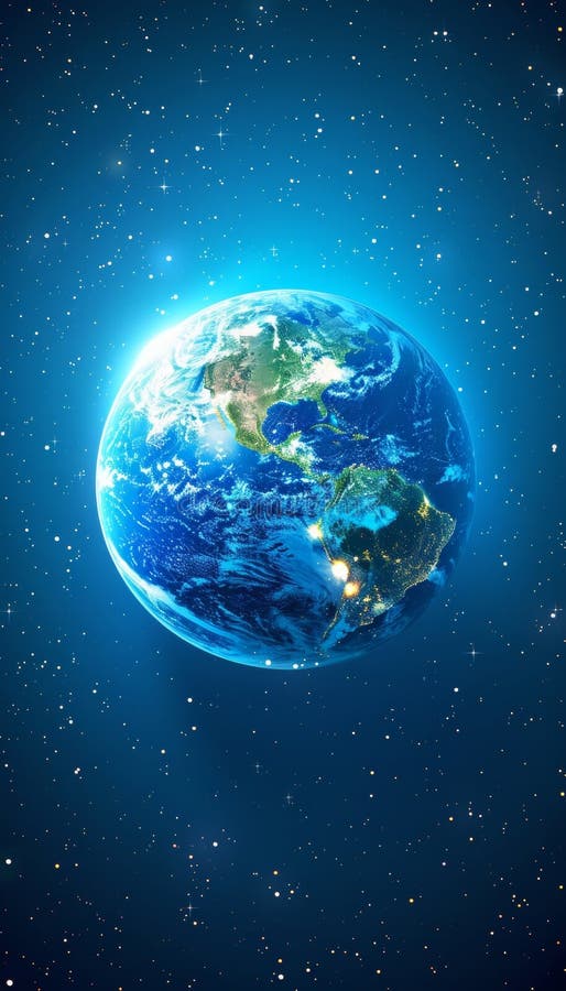 Elegant Deep Blue Gradient Background with Earth and Glowing Horizon ...