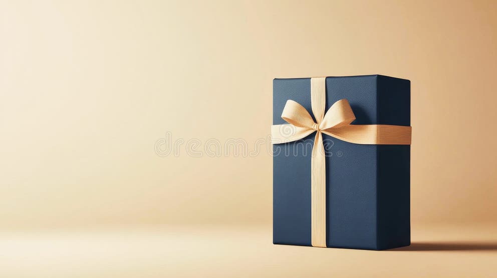 Elegant Deep Blue Packaging Design with Ribbon Showcased on a Neutral ...