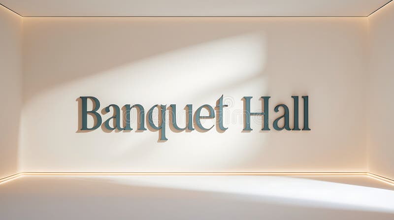 Elegant Design of Banquet Hall Interior with Decorative Lighting and ...