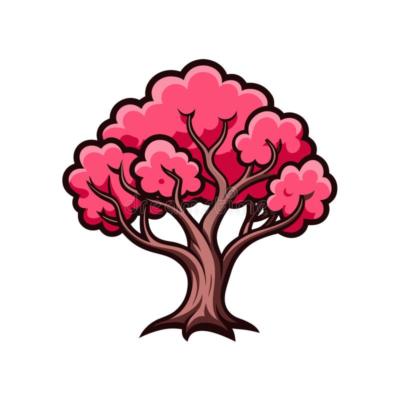 Elegant Cherry Tree Design with Strong Outline Stock Illustration ...