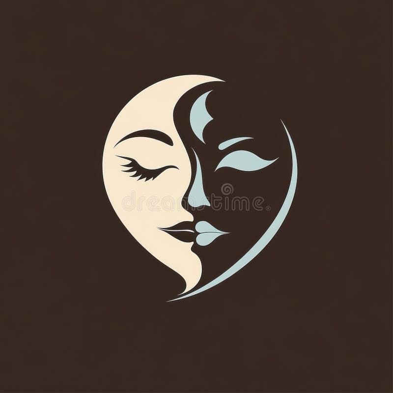 Dual Face Moon Design stock illustration. Illustration of lunar - 366501974