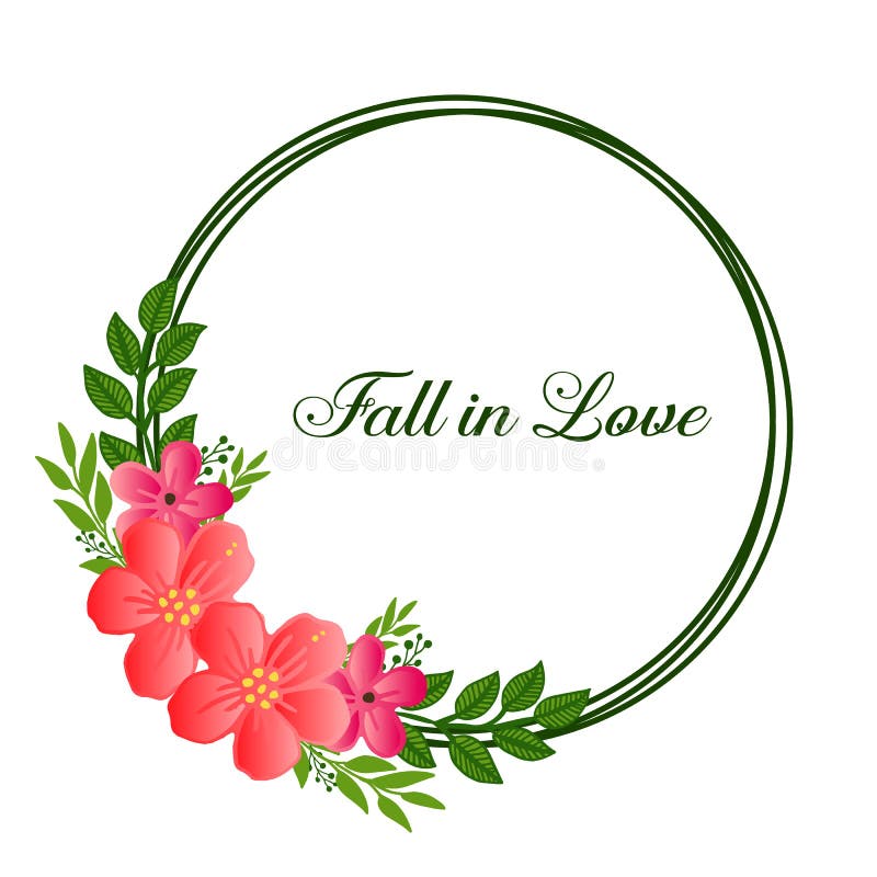 Elegant Design Green Leafy Floral Frame for Text Lettering Fall in Love ...