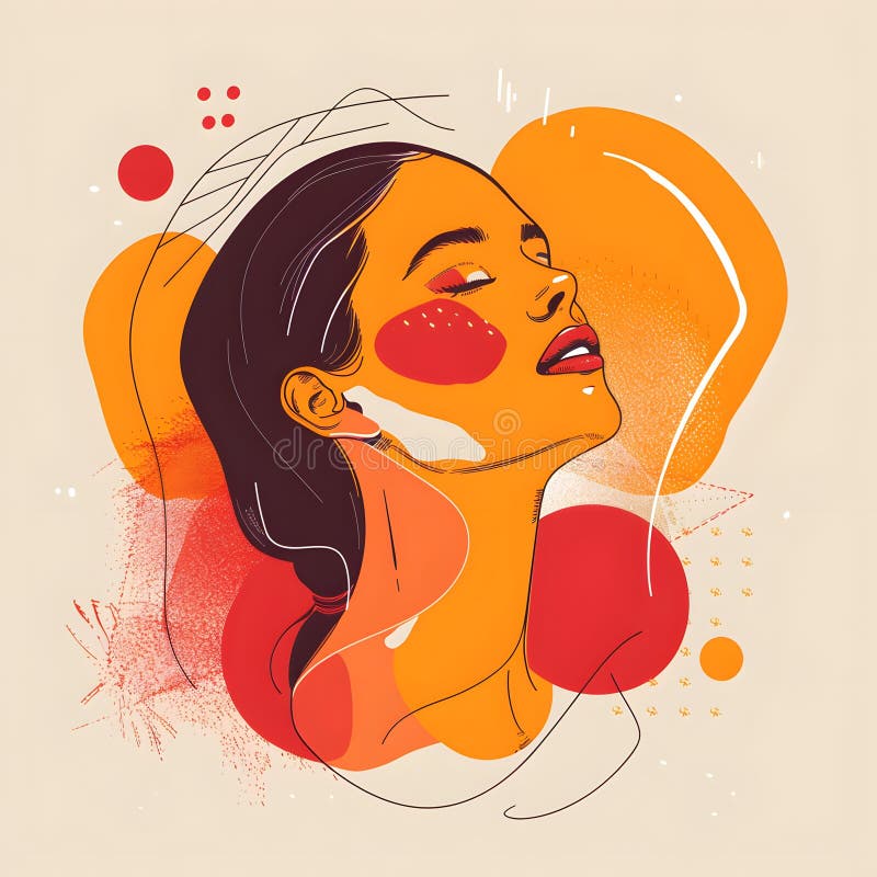 Elegant Design: a Modern Artwork of a Female Headshot with Creative ...