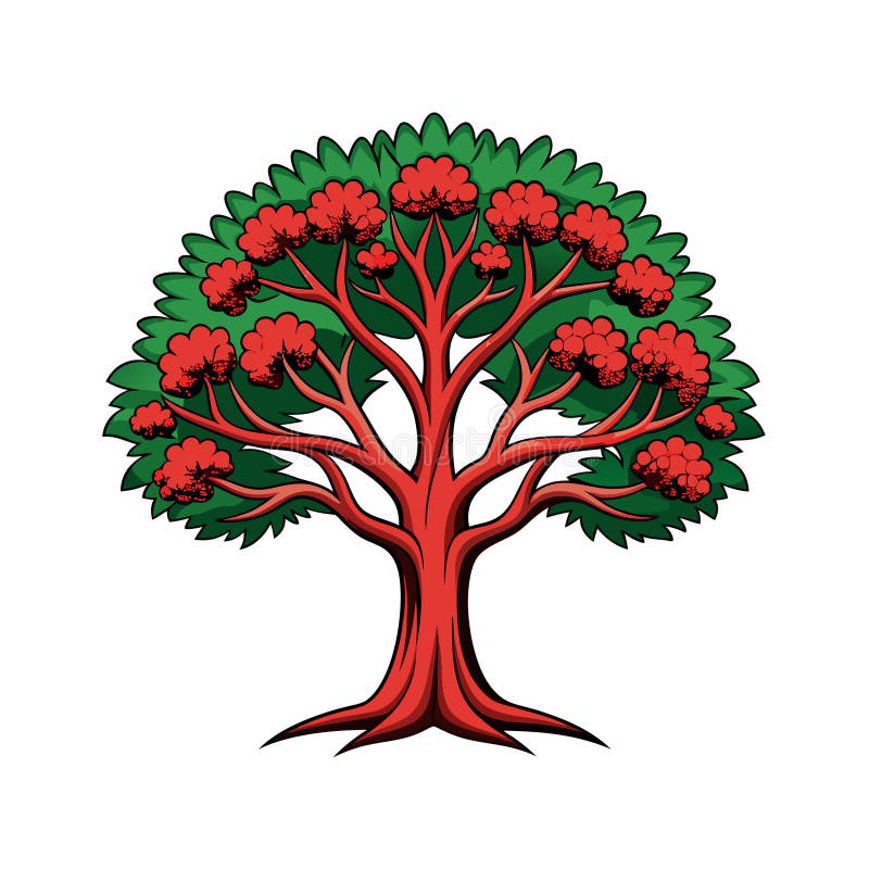 Elegant Mountain Ash Tree Design Stock Illustration - Illustration of ...