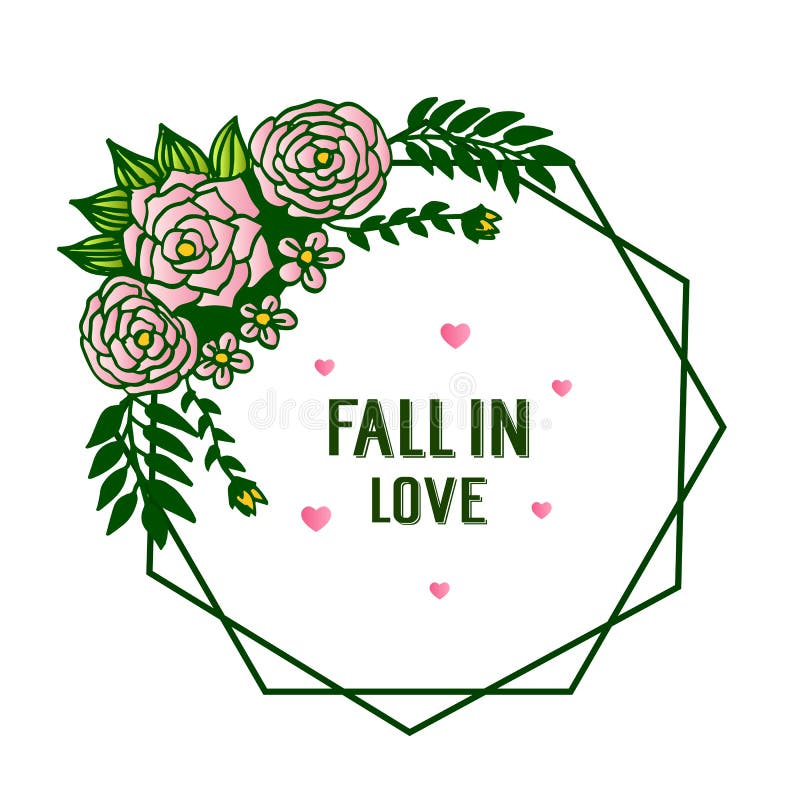 Elegant Design Rose Flower Frame for Text Letter Fall in Love. Vector ...