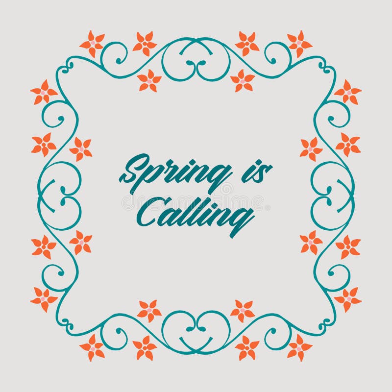 Elegant Design of Spring Calling Greeting Card, with Leaf and Floral ...