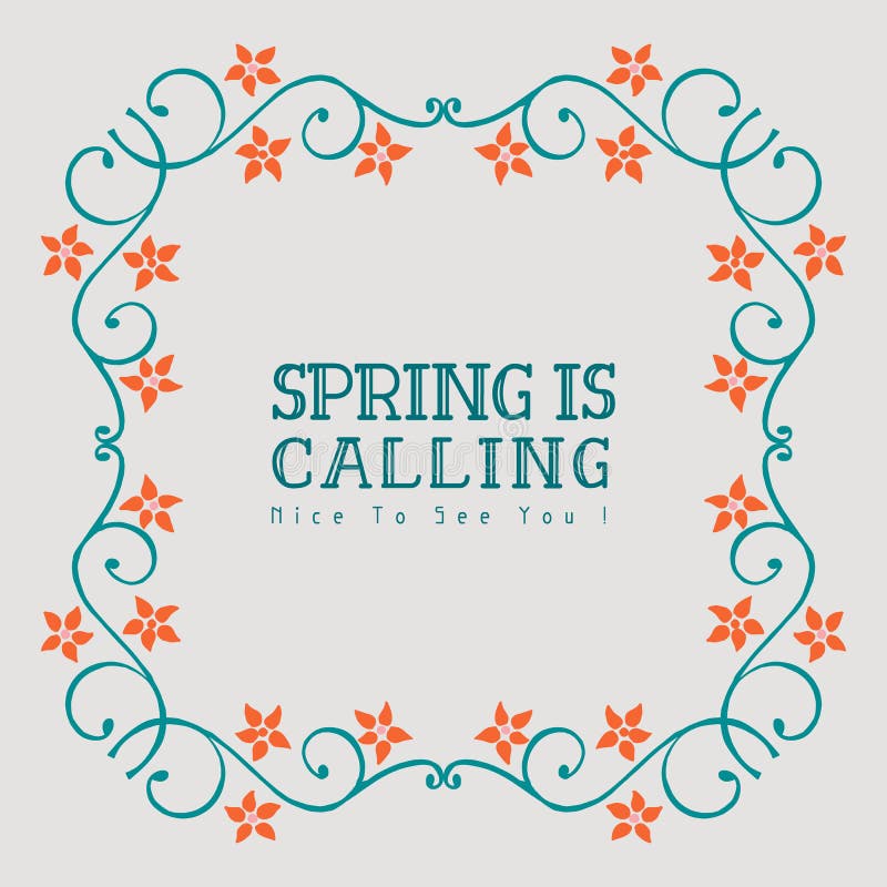 Elegant Design of Spring Calling Greeting Card, with Leaf and Floral ...