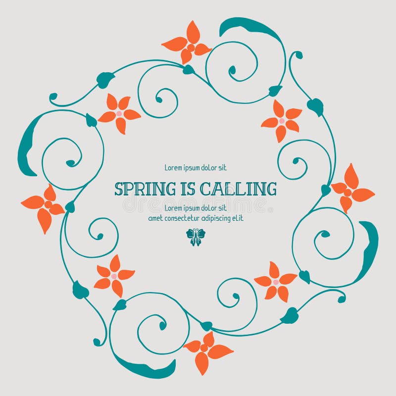 Elegant Design of Spring Calling Greeting Card, with Leaf and Floral ...